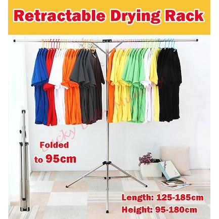 【Retractable Laundry Rack】Stainless Steel Clothes Rack Space Saving Ea