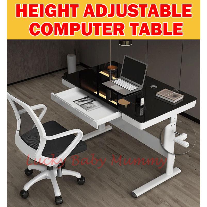 Hand Crank Free Lift Height Adjustable Computer Table for Office Manua