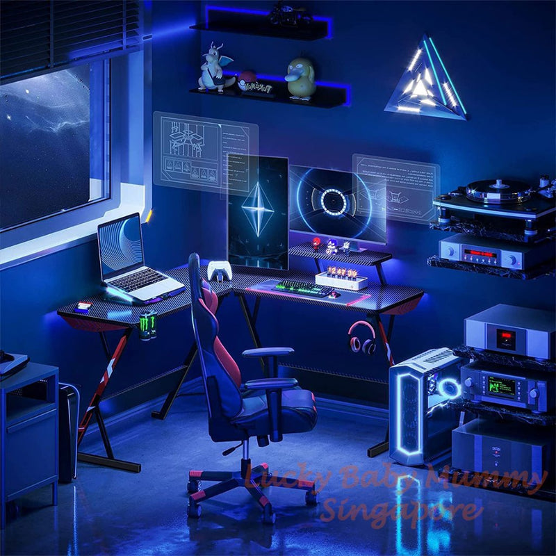 [Local Seller] Carbon Fiber L Shape Gaming Table / Desk / Study Table/