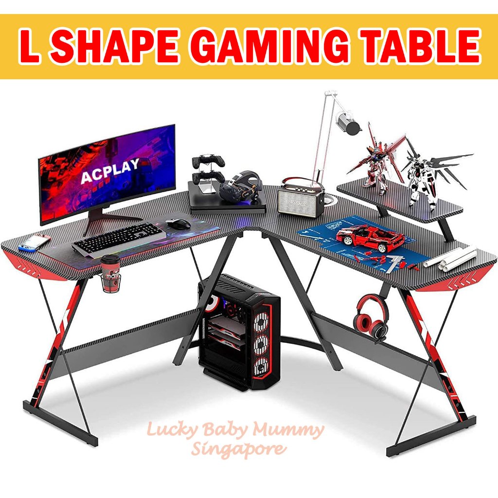 [Local Seller] Carbon Fiber L Shape Gaming Table / Desk / Study Table/